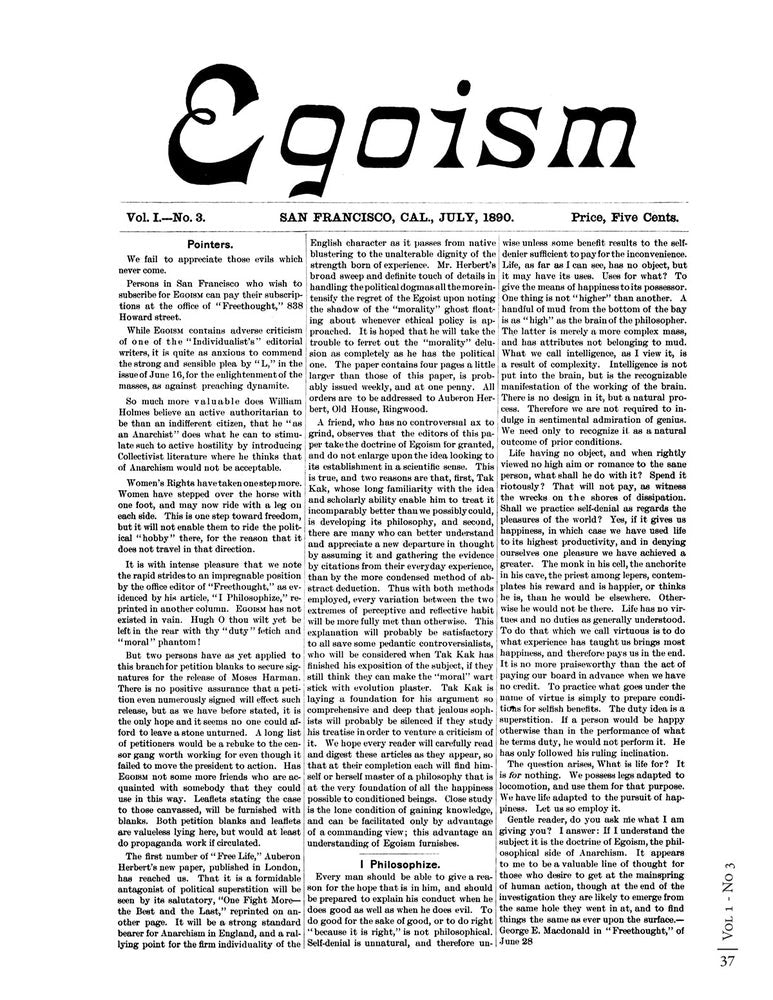 Egoism: The First Two Volumes 1890-1892 | Georgia & Henry Replogle, et ...